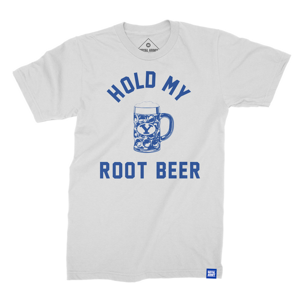 Hold My Root Beer T-Shirt - White and Royal – Royal Army Brand